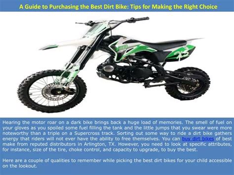 PPT - A Guide to Purchasing the Best Dirt Bike Tips for Making the Right Choice PowerPoint ...