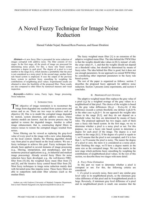 Pdf A Novel Fuzzy Technique For Image Noise Reduction