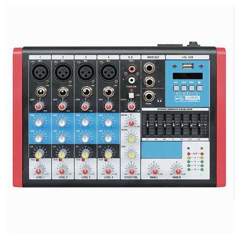 Trade Shop Mixer Audio 6ch Equalizzatore 4 Mic Xlr Phantom 48v Usb