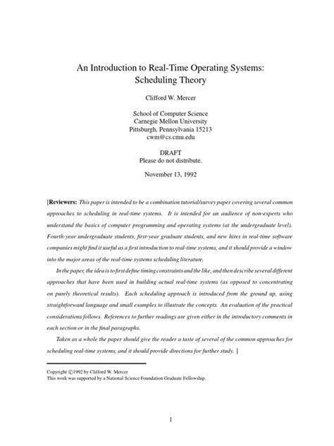 Rtos Scheduling Theories 1992 Pdf Scheduling Computing Real