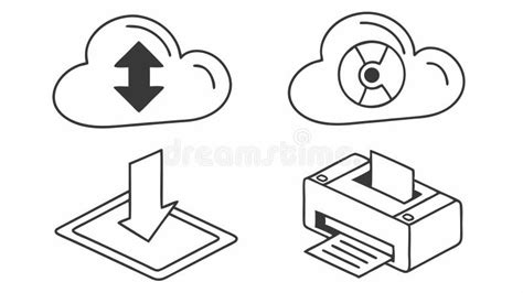 Cloud Storage And Printing Icons Digital Workflow Vector Design Generative Ai Stock Vector