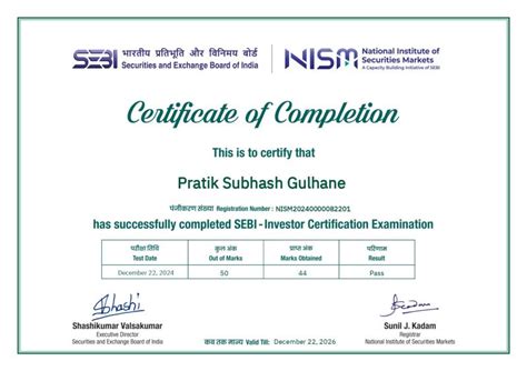 Pratik Gulhane On Linkedin Nism Sebi Investmenteducation Continuouslearning