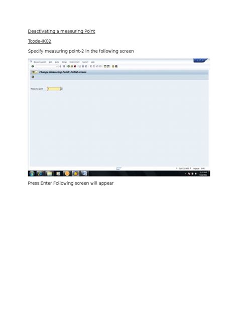 Deactivating A Measuring Point Tcode Ik02 Specify Measuring Point 2 In