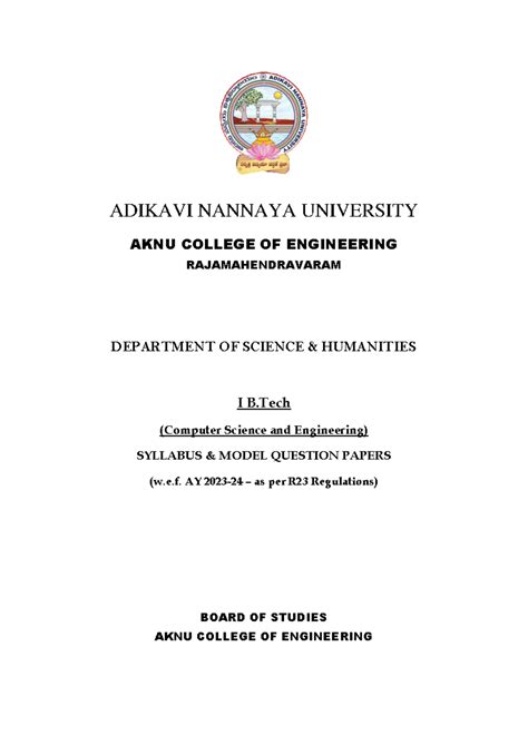 Cse R23 20 04 24 Used To Access Syllabus Adikavi Nannaya University