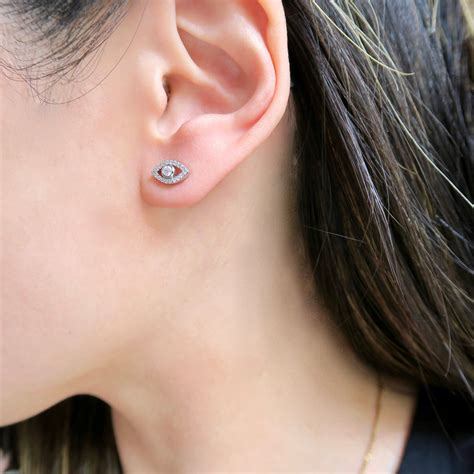 Sterling Silver Evil Eye Stud Earrings