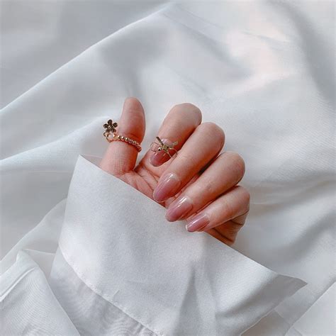 핑크 그라데이션 네일팁 리본파츠 가짜손톱 셀프 네일아트 Nail N14