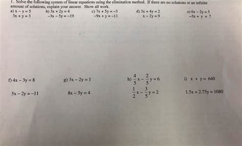 Solved 1 Solve The Following System Of Linear Equations