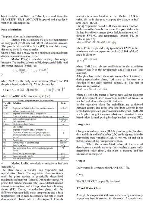Modular Crop Growth Model And Simulation Suggested Chegg