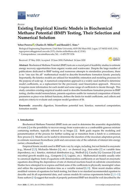 Pdf Existing Empirical Kinetic Models In Biochemical Methane