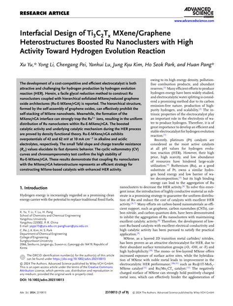 Pdf Interfacial Design Of Ti3c2tx Mxenegraphene Heterostructures Boosted Ru Nanoclusters With