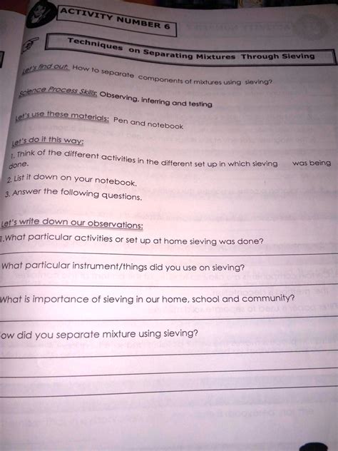 Solved Yo Answer This Auto Rep By Director Activity Number Techniques On Separating Mixtures
