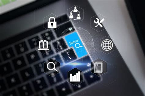 Search Laptop Keyboard And Cybersecurity Overlay To Show Futuristic