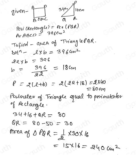 Solved 14rectangle Abcd And Triangle Pqr Have The Same Perimeter If