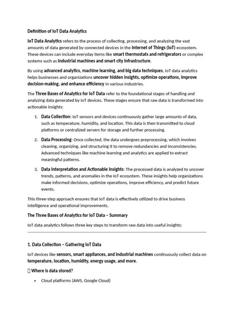 Definition Of Iot Data Analytics Pdf Internet Of Things Analytics