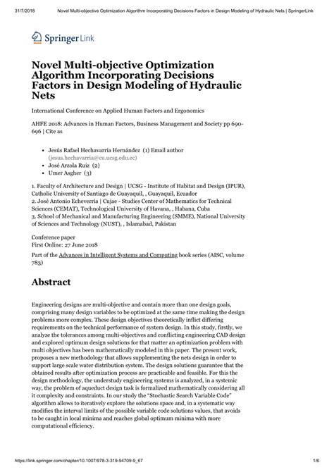 Pdf Novel Multi Objective Optimization Algorithm Incorporating