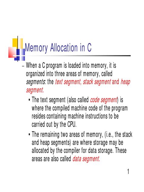 Memory Allocation In C Segments Segments Pdf Pointer Computer Programming Computer