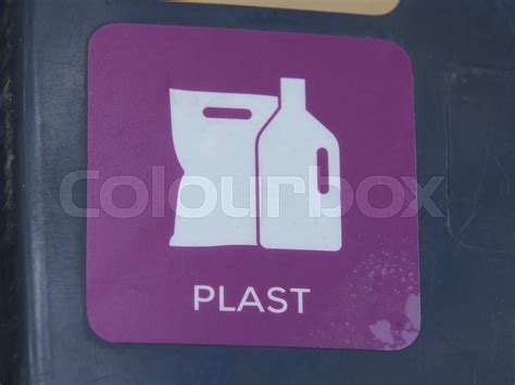 Skilt Med Plast Plastikaffald Sortering Af Skrald Og Affald I Plastik