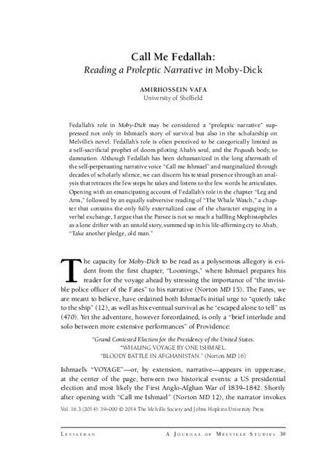 Pdf Call Me Fedallah Reading A Proleptic Narrative In Moby Dick