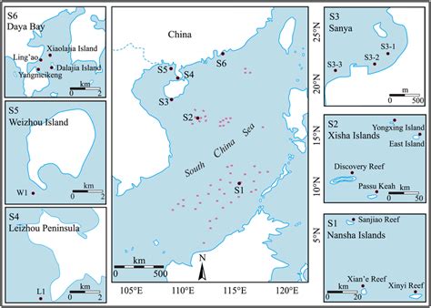 Location Map Of Coral Reef Sampling Sites Across The South China Sea