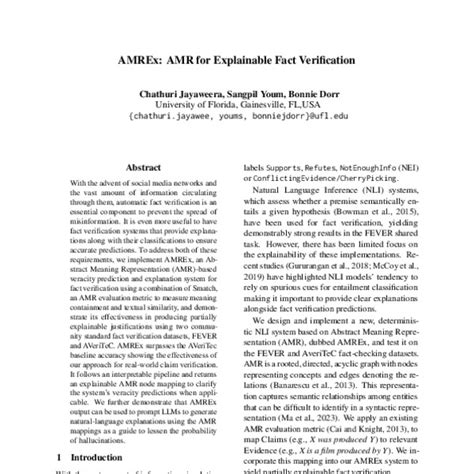 Amrex Amr For Explainable Fact Verification Acl Anthology