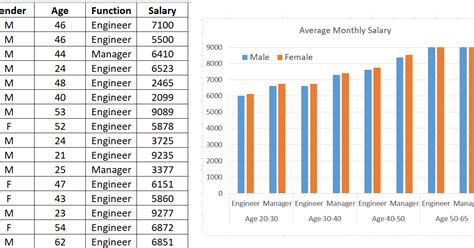 Plotting Monthly Salary Based On Gender And Age In Excel