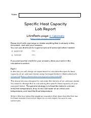 Specific Heat Capacity LT Pdf Name Specific Heat Capacity Lab Report LibreTexts Page