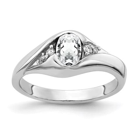 14k White Gold 6x4mm Oval Cubic Zirconia Vs Real Diamond Ring Goldia