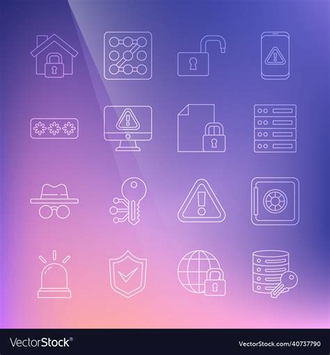 Set Line Server Security With Key Safe Server Vector Image