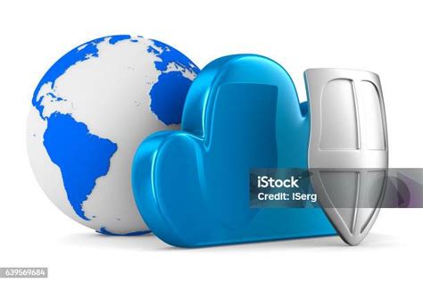 흰색 배경에 방패가 있는 구름 격리된 3d 이미지 3차원 형태에 대한 스톡 벡터 아트 및 기타 이미지 3차원 형태 가리기 개념 Istock