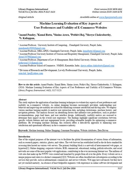 Machine Learning Evaluation Of Key Aspects Of User Preferences And