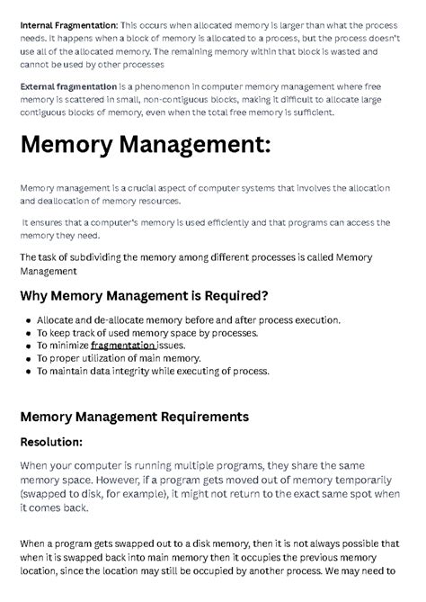 Operating System Internal Fragmentation This Occurs When Allocated