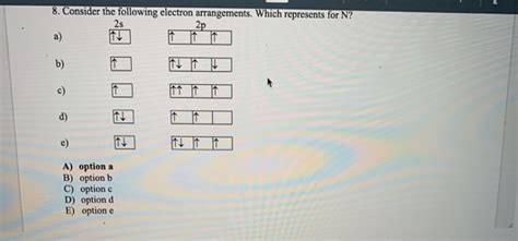Solved Consider The Following Electron Arrangements Chegg Com