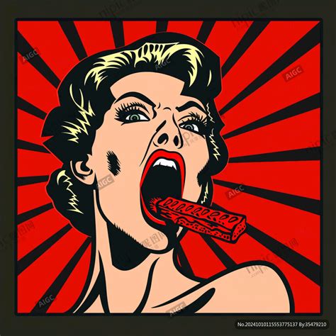 Ai创作图诱惑装饰画 复古招贴画 夸张人物插画 欧美复古海报 夸张风人物插画 歇斯底里设计 脂渣广告画 老式海报招贴 口香糖广告 焦躁装饰画 唇膏创意海报 视觉冲击力广告装饰画 呐喊海报 搞笑