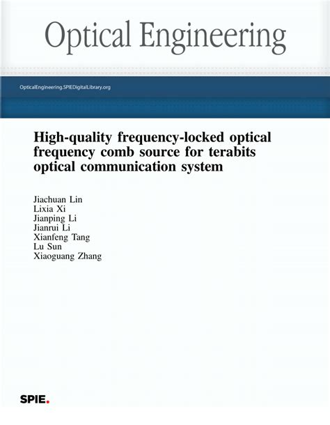 Pdf High Quality Frequency Locked Optical Frequency Comb Source For Terabits Optical
