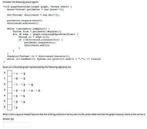 solved consider the following java program void graphtraversal graph