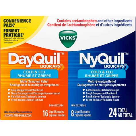 Nyquil Dayquil Cold And Flu Multi Symptom Relief Liquid Capsules 24 Count For Day And Night Relief
