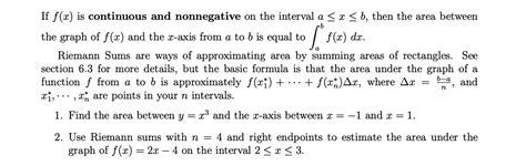 Solved If F X Is Continuous And Nonnegative On The Interval Chegg