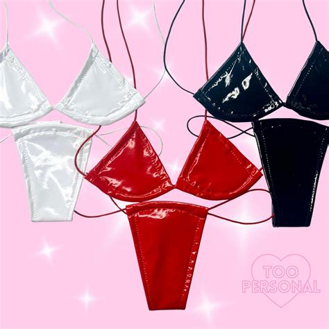 Latex Wetlook Adjustable Microkini Exotic Dancewear Etsy