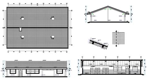 D Cad Drawing Of Elevation And Roof Elevation Autocad Software Cadbull