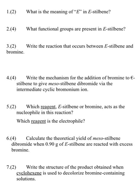 Solved 12 What Is The Meaning Of E” In E Stilbene 24