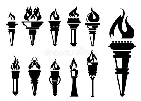 Torch Icons Set Stock Vector Illustration Of Fire Black 41053530