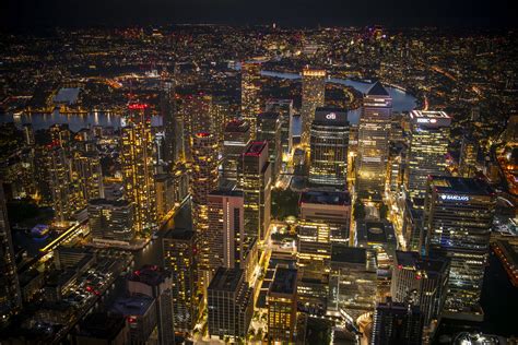 Canary Wharf Night Aerial Photography Shot From 1200ft London Aerial