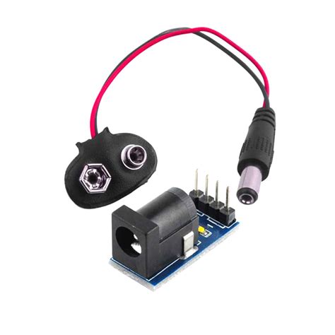 DIYmall 2 Channel DC Socket Module With LED Indicator 9V Battery Clip T Type With 2 1mm X 5