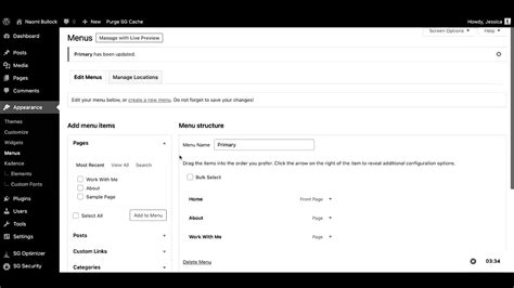 How To Create And Edit Menus On A Wordpress Website Wordpress Website