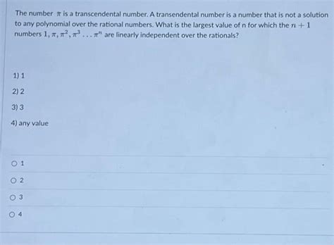 Solved The Number π Is A Transcendental Number A