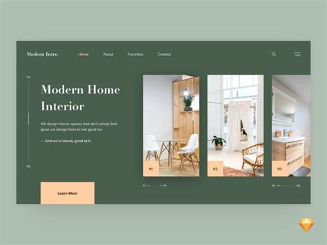 The Home Interior Website Is Displayed On A Green Background
