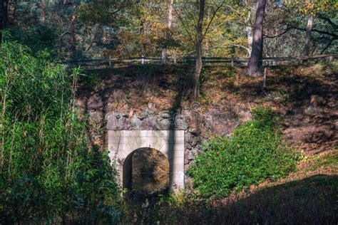 Stone Bridge In Forest Setting With Sunlight Stock Image Image Of Peaceful Exploration