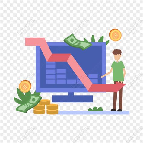 플랫 스타일 주식 일러스트 시장 분석 차트식물컴퓨터 Png 일러스트 무료 다운로드 Lovepik