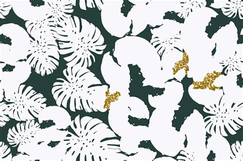 골드 반짝이 꽃과 보편적 인 프리 핸드 플로럴 원활한 패턴을 그리기 배경 카드 배너 포스터 표지 초대장 직물 헤더 또는 브로셔용 그래픽 디자인 금 금속에 대한 스톡 벡터