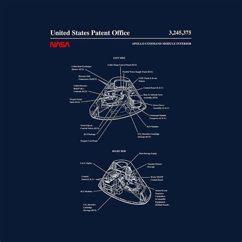 Nasa Apollo Command Module Interior Blueprint Mens T Shirt Fruugo Us